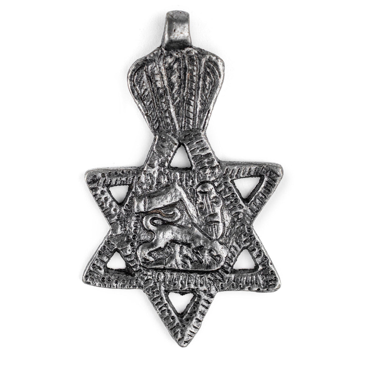 Silver Lion of Judah Star Pendant (62x38mm) — The Bead Chest