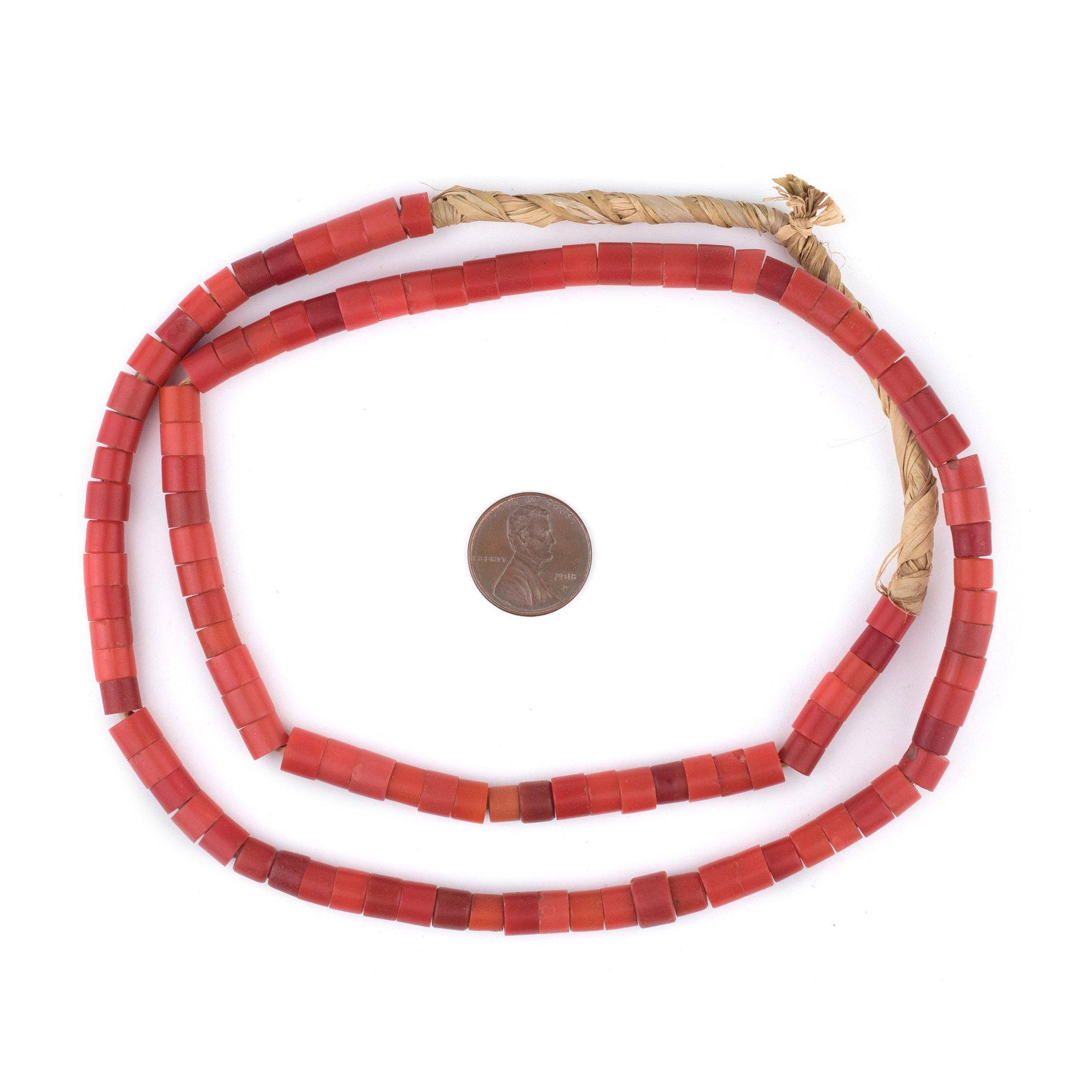 Vintage Czech Red Cylinder Beads (6mm) — The Bead Chest