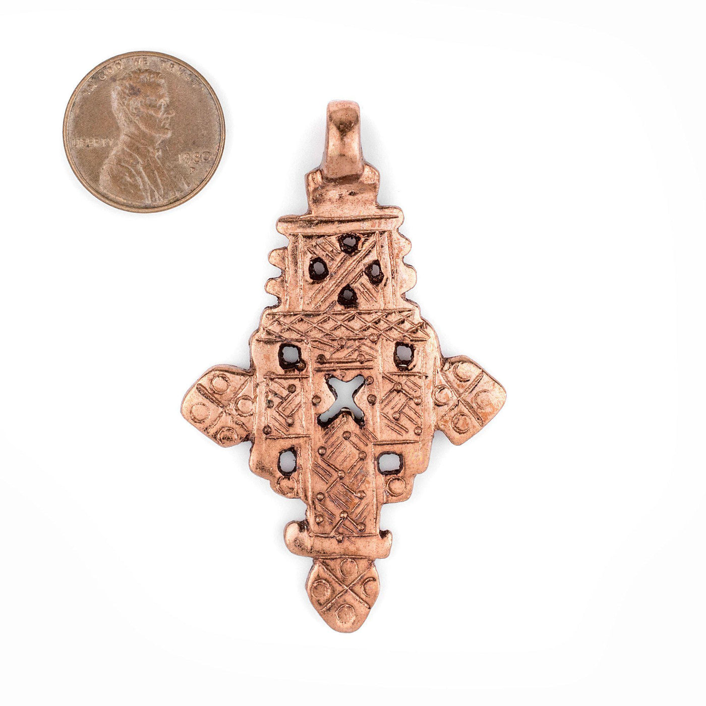 Copper Coptic Cross Pendant (62x37mm) — The Bead Chest