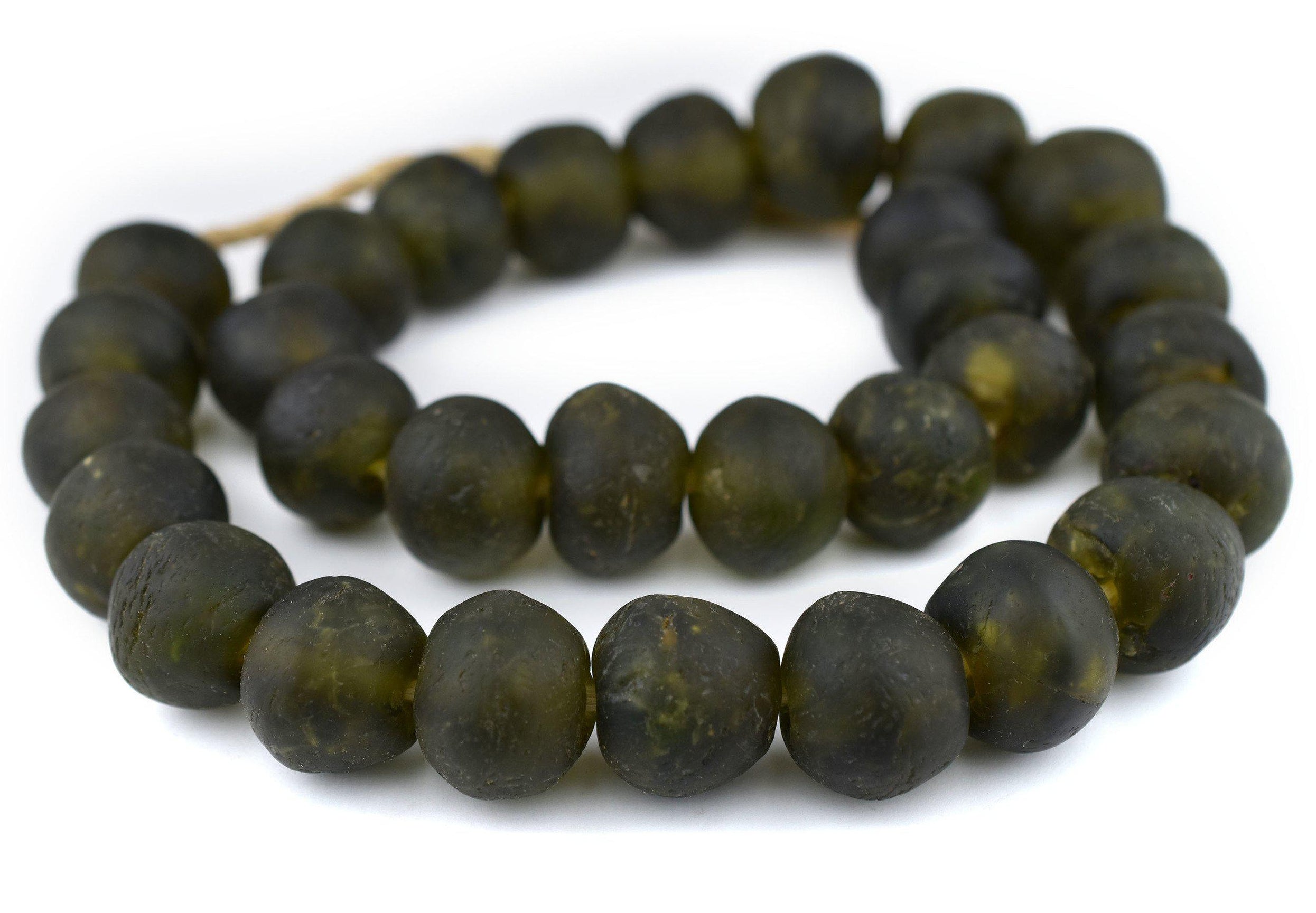 Jumbo Olive Green Recycled Glass Beads (21mm) — The Bead Chest