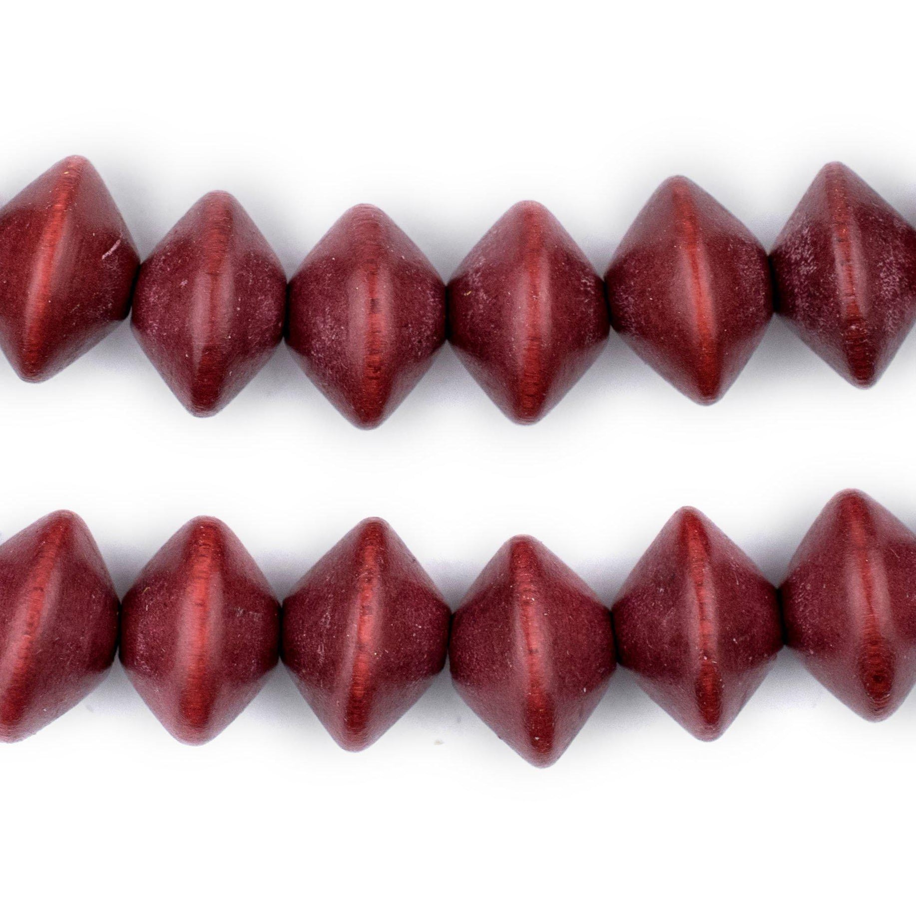 Cherry Red Bicone Natural Wood Beads (10x15mm) — The Bead Chest