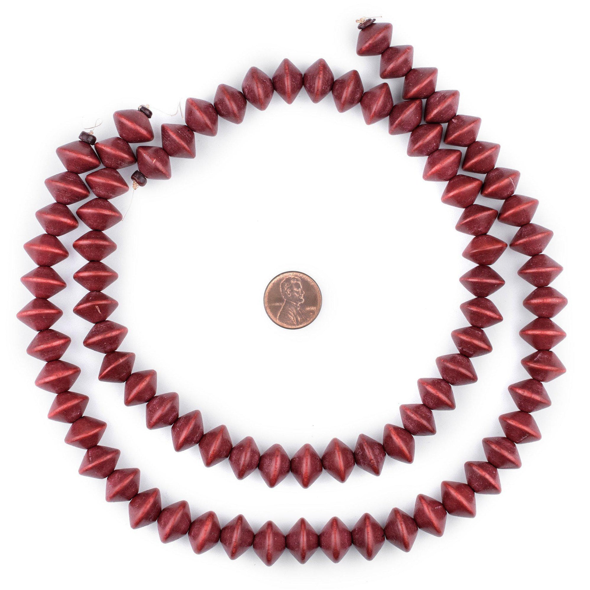 Cherry Red Bicone Natural Wood Beads (10x15mm) — The Bead Chest
