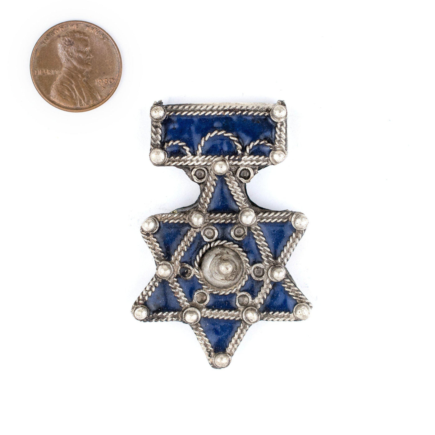 Fancy Jewish Berber Enamel Pendant — The Bead Chest