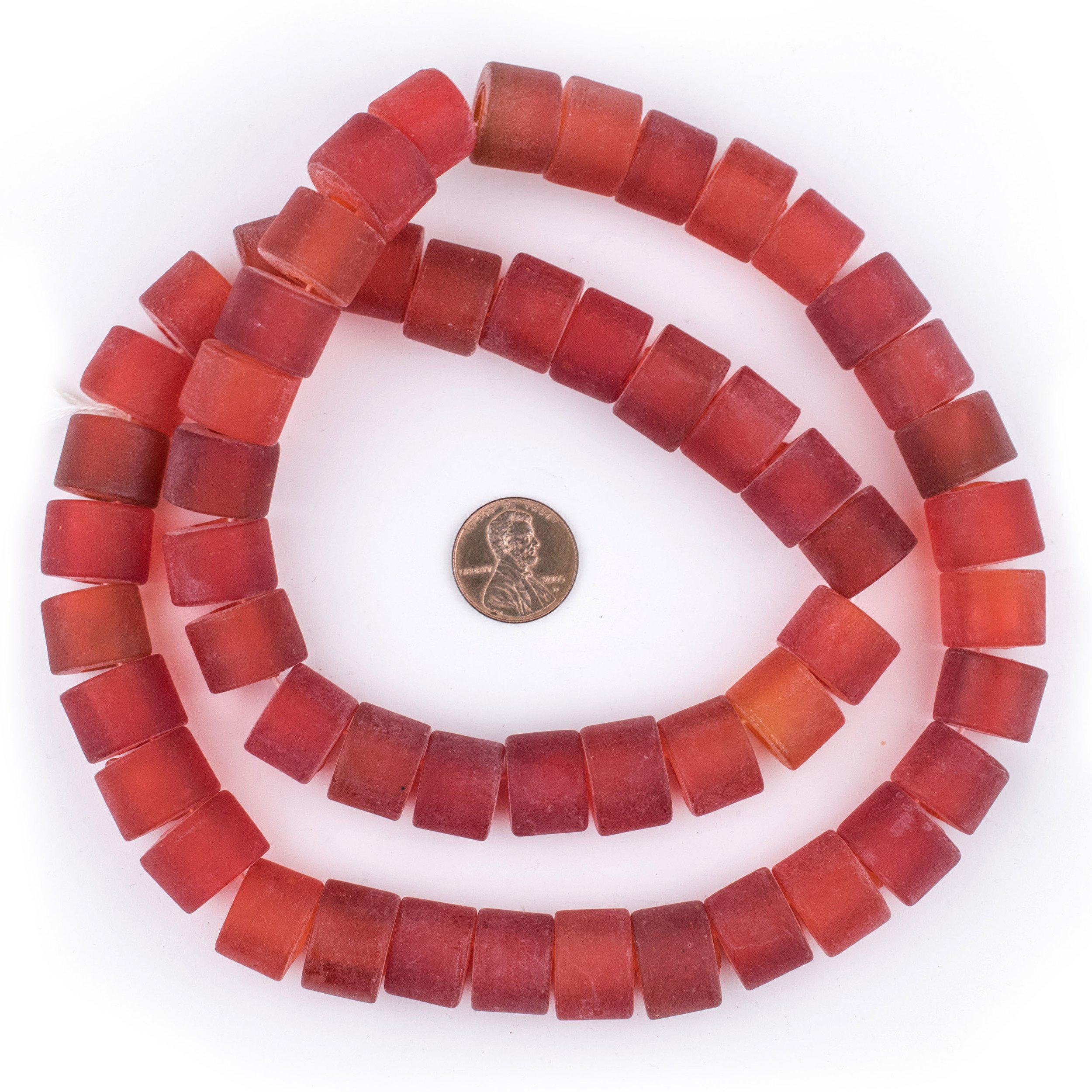 Red Recycled Glass Beads (Tabular) — The Bead Chest