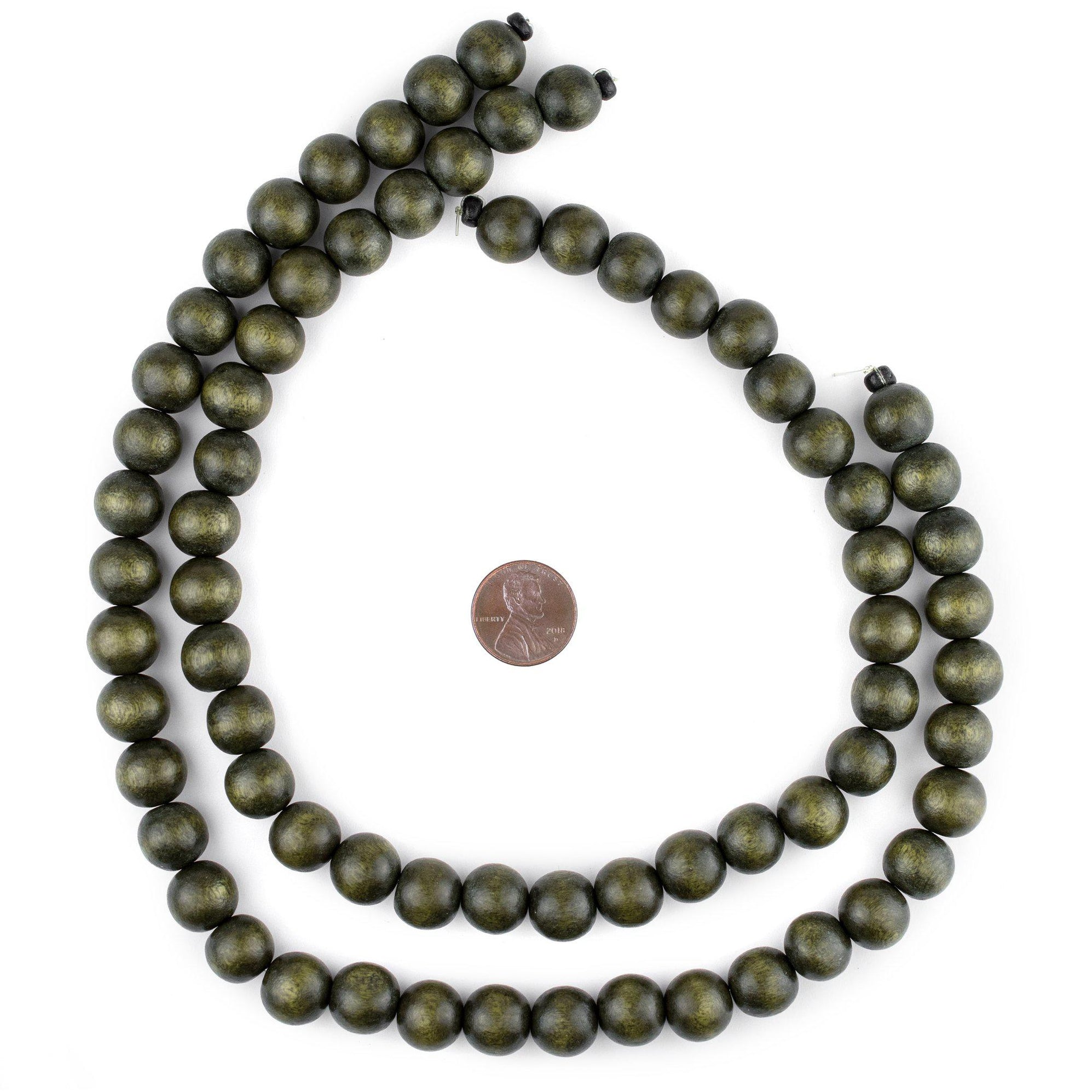 Olive Green Round Natural Wood Beads (12mm) — The Bead Chest