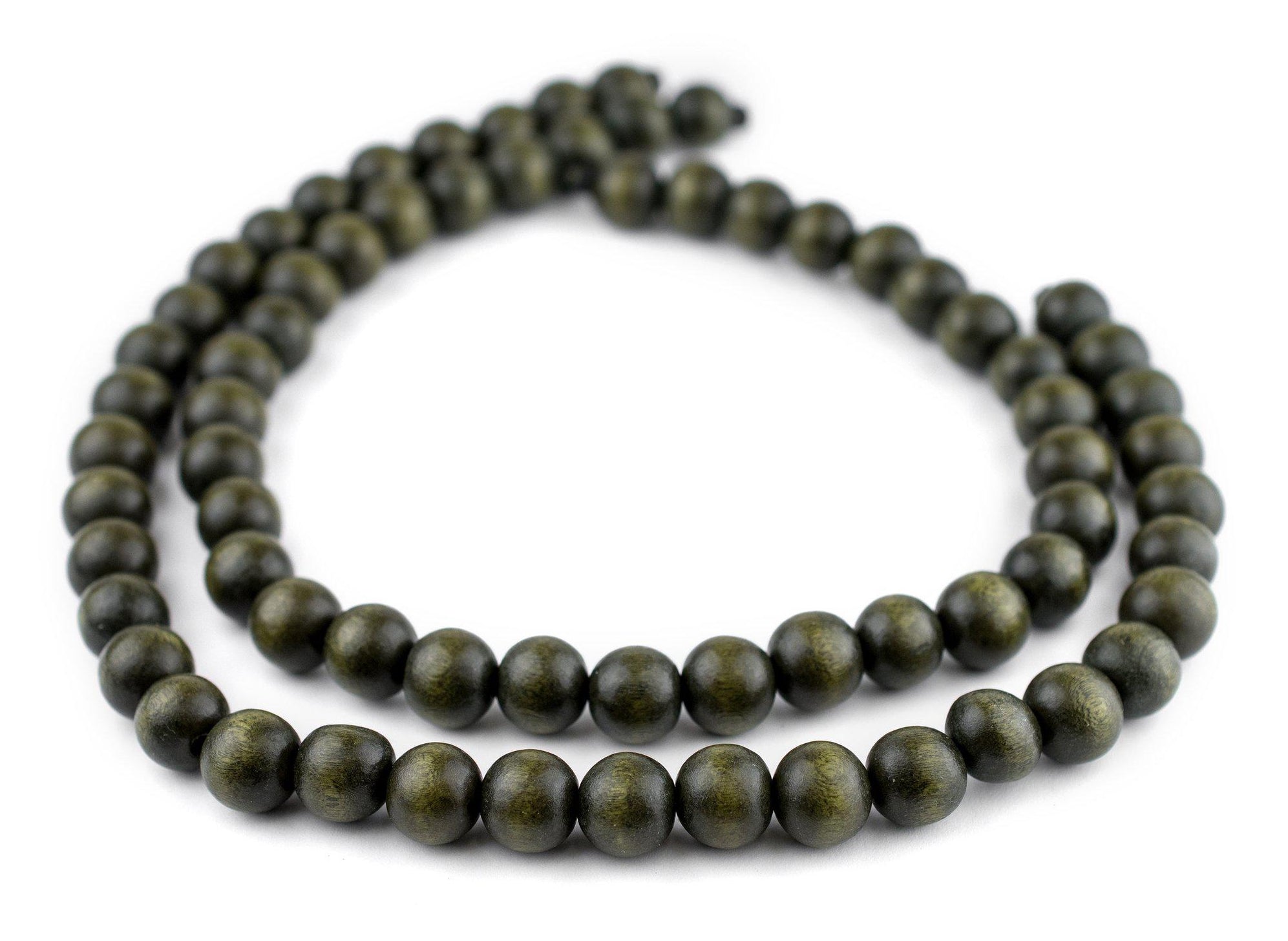 Olive Green Round Natural Wood Beads (12mm) — The Bead Chest