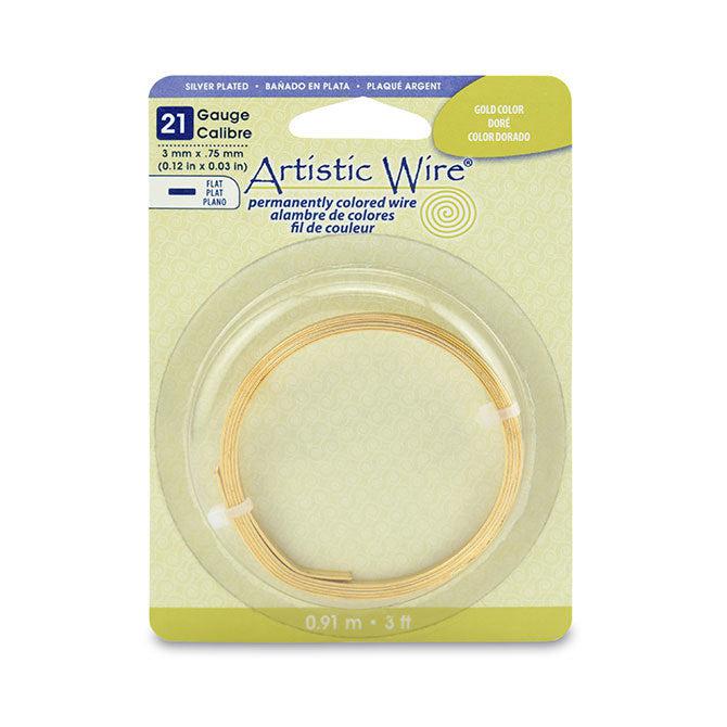 21 Gauge Silver Plated Gold Color Flat Artistic Wire 3mm (3ft) — The ...