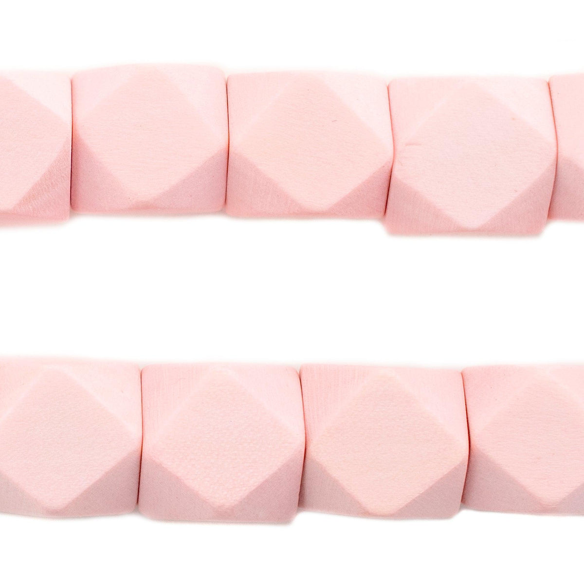 Pink Diamond Cut Natural Wood Beads (15mm) — The Bead Chest
