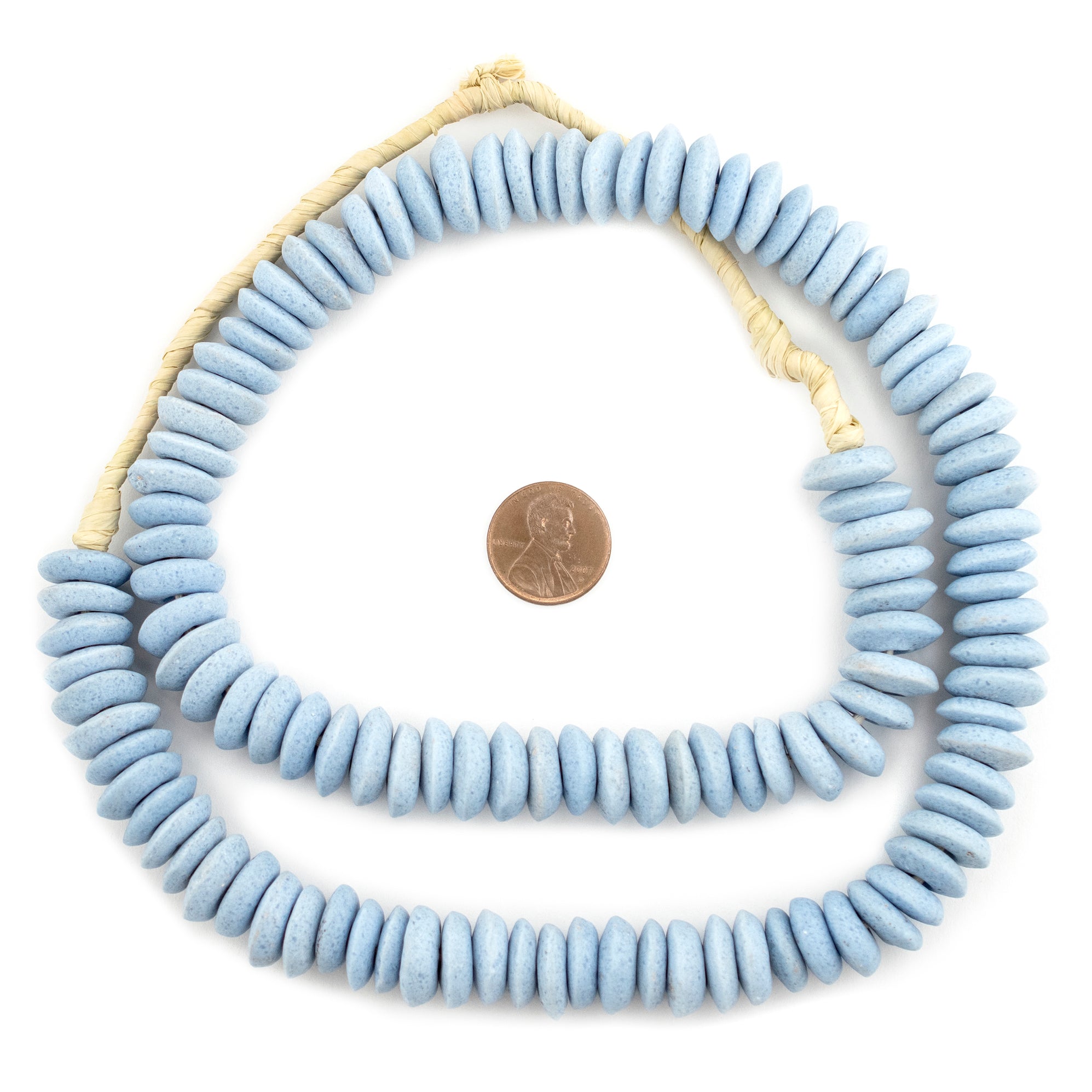 Pastel Carolina Blue Ashanti Glass Saucer Beads (14mm) — The Bead Chest