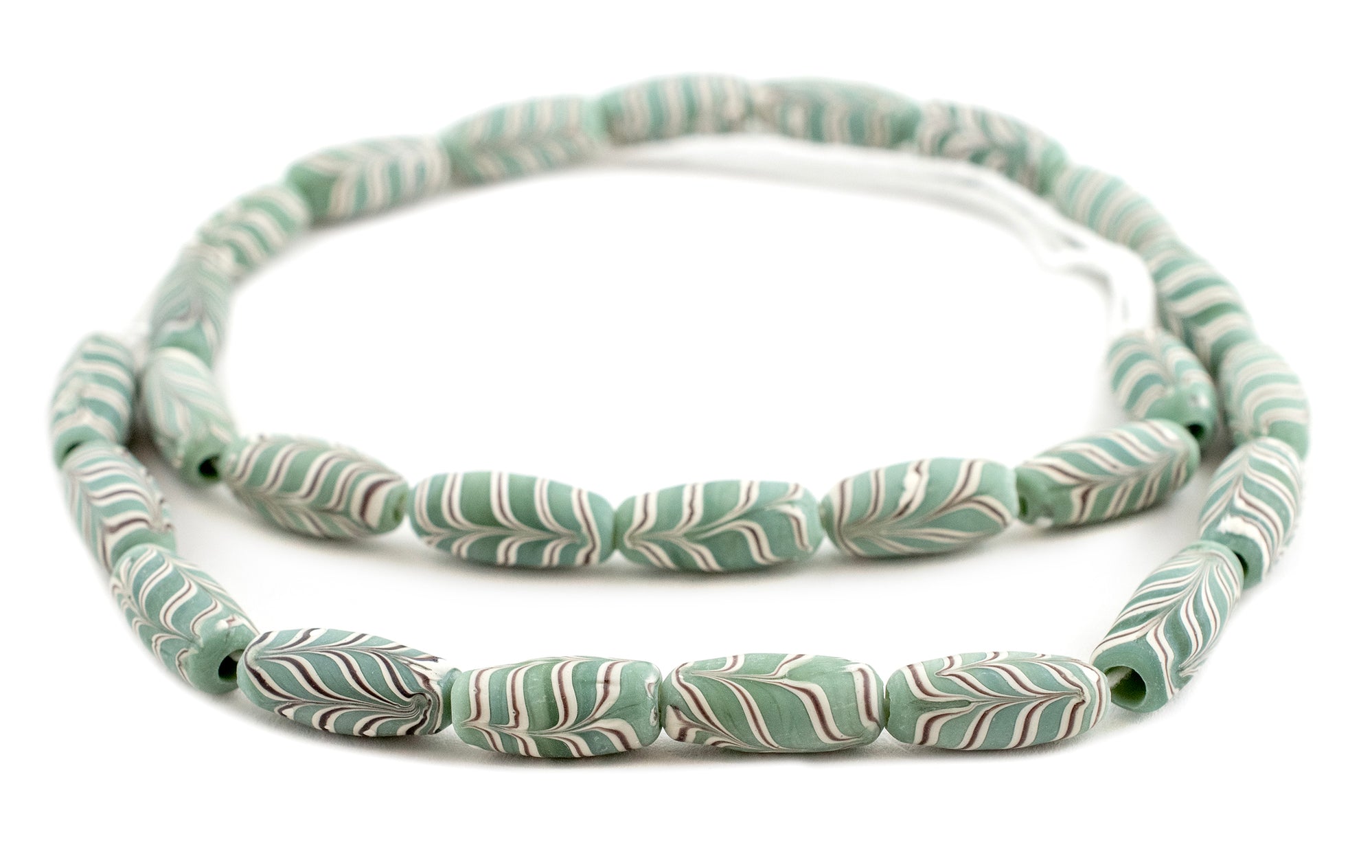 Pistachio Green Java Glass Feather Beads (8mm) — The Bead Chest