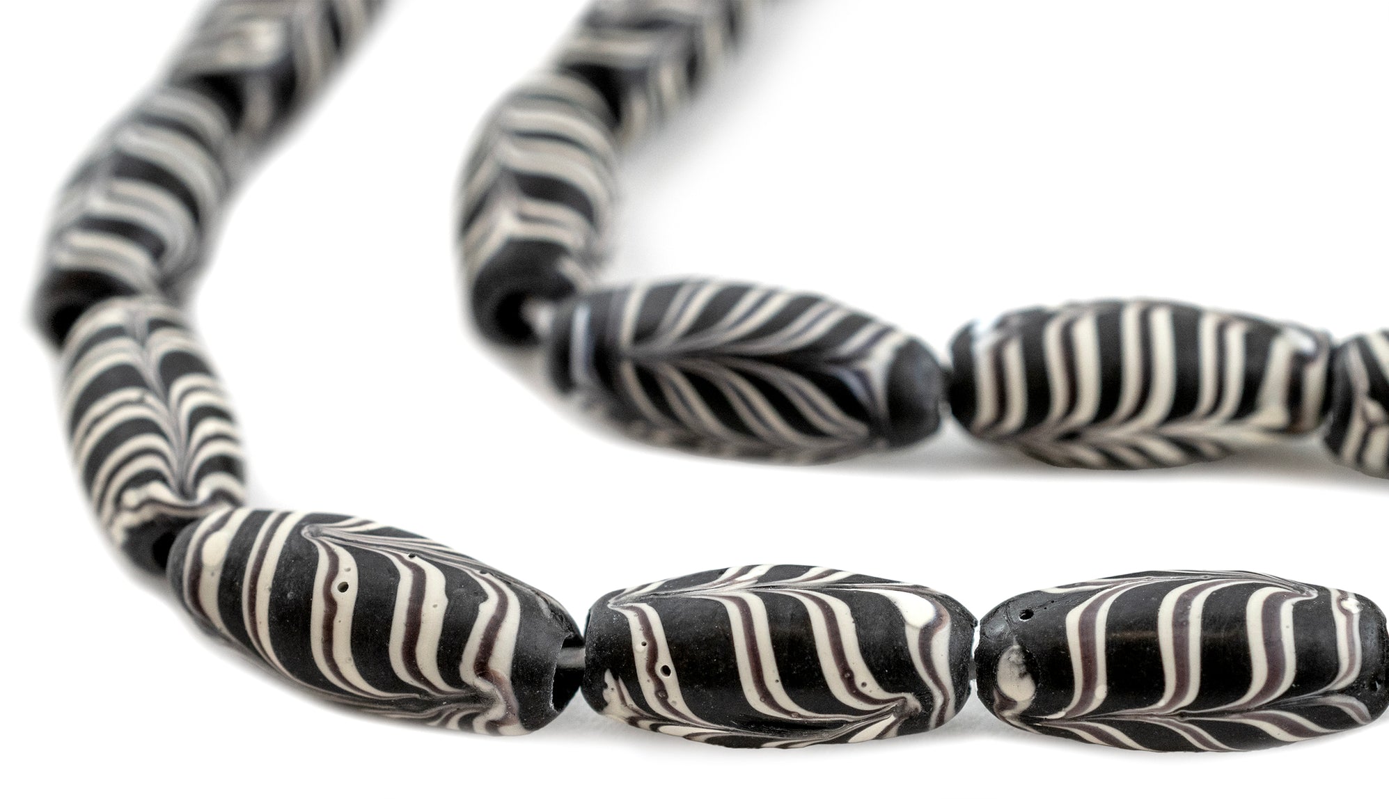 Black Java Glass Feather Beads (8mm) — The Bead Chest