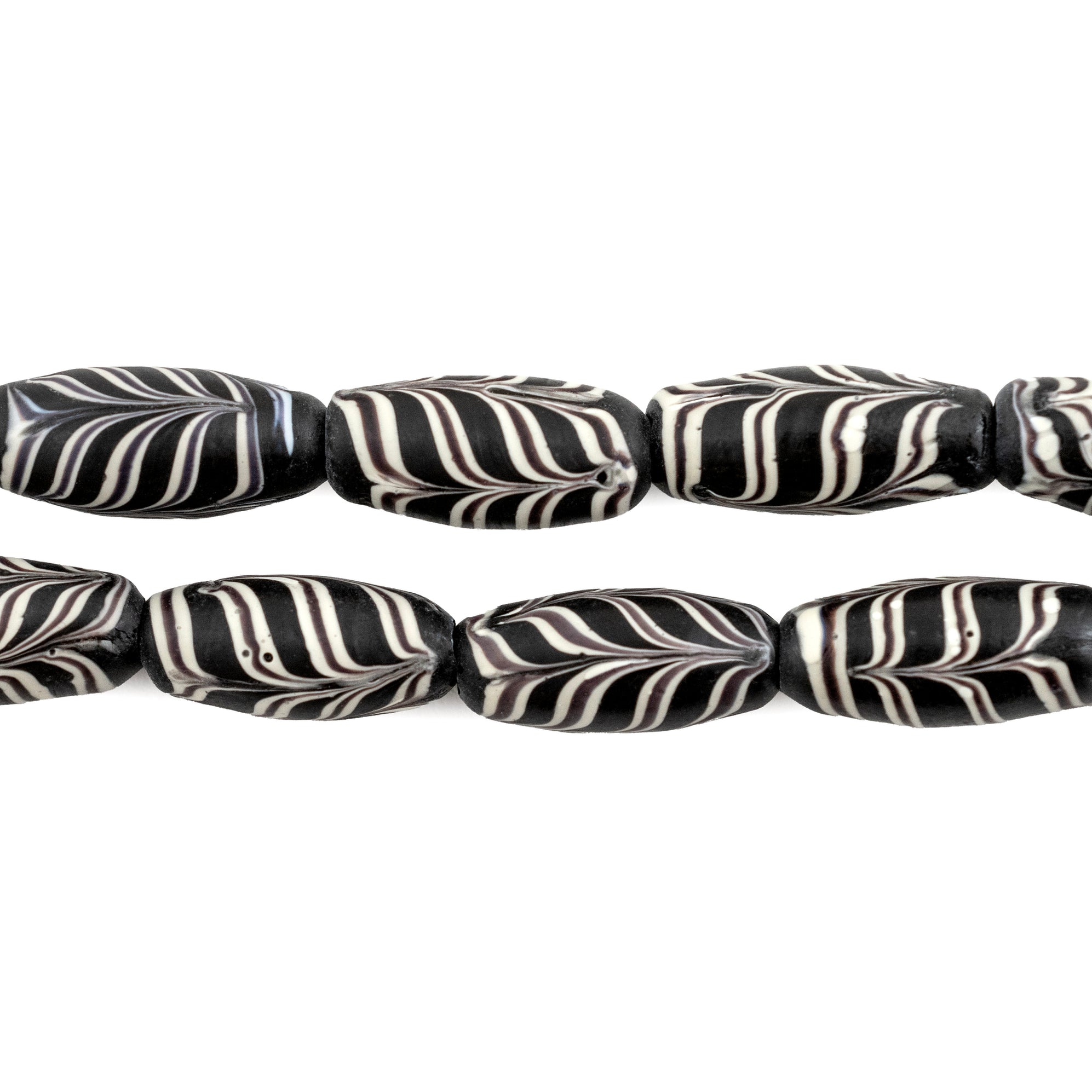 Black Java Glass Feather Beads (8mm) — The Bead Chest