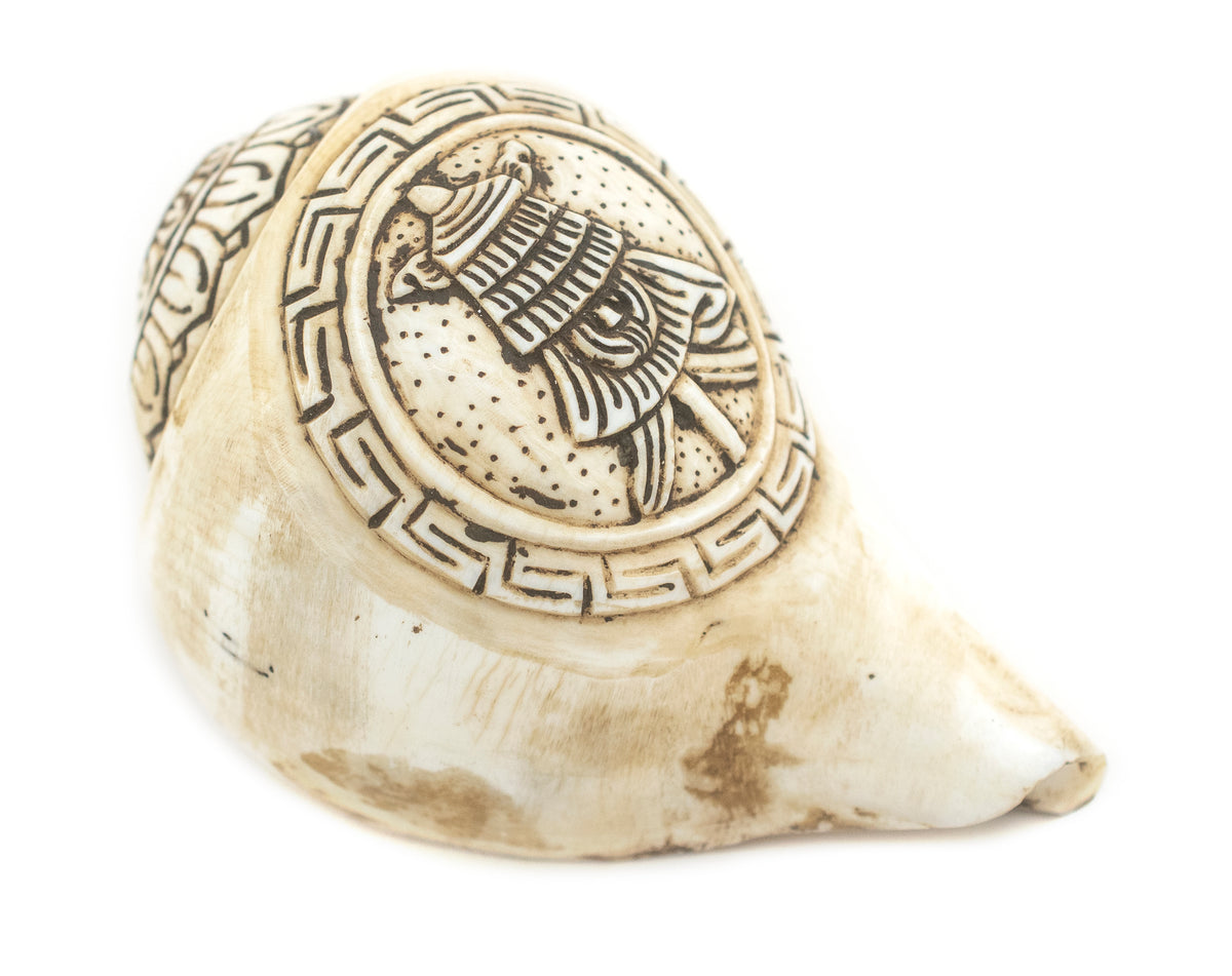 Carved Ashtamangala Conch Shell (Victory Banner) — The Bead Chest
