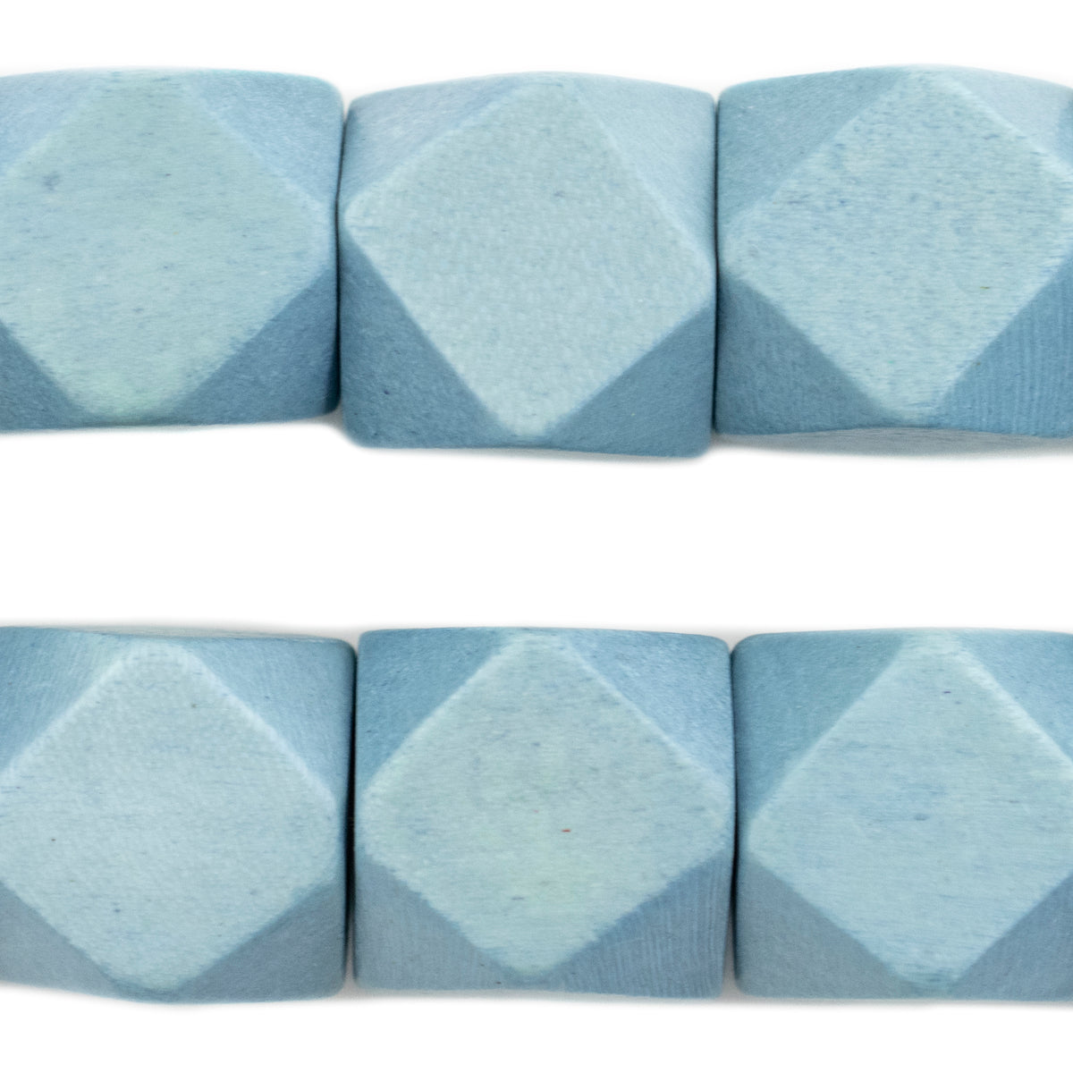 Light Blue Diamond Cut Natural Wood Beads (20mm) — The Bead Chest