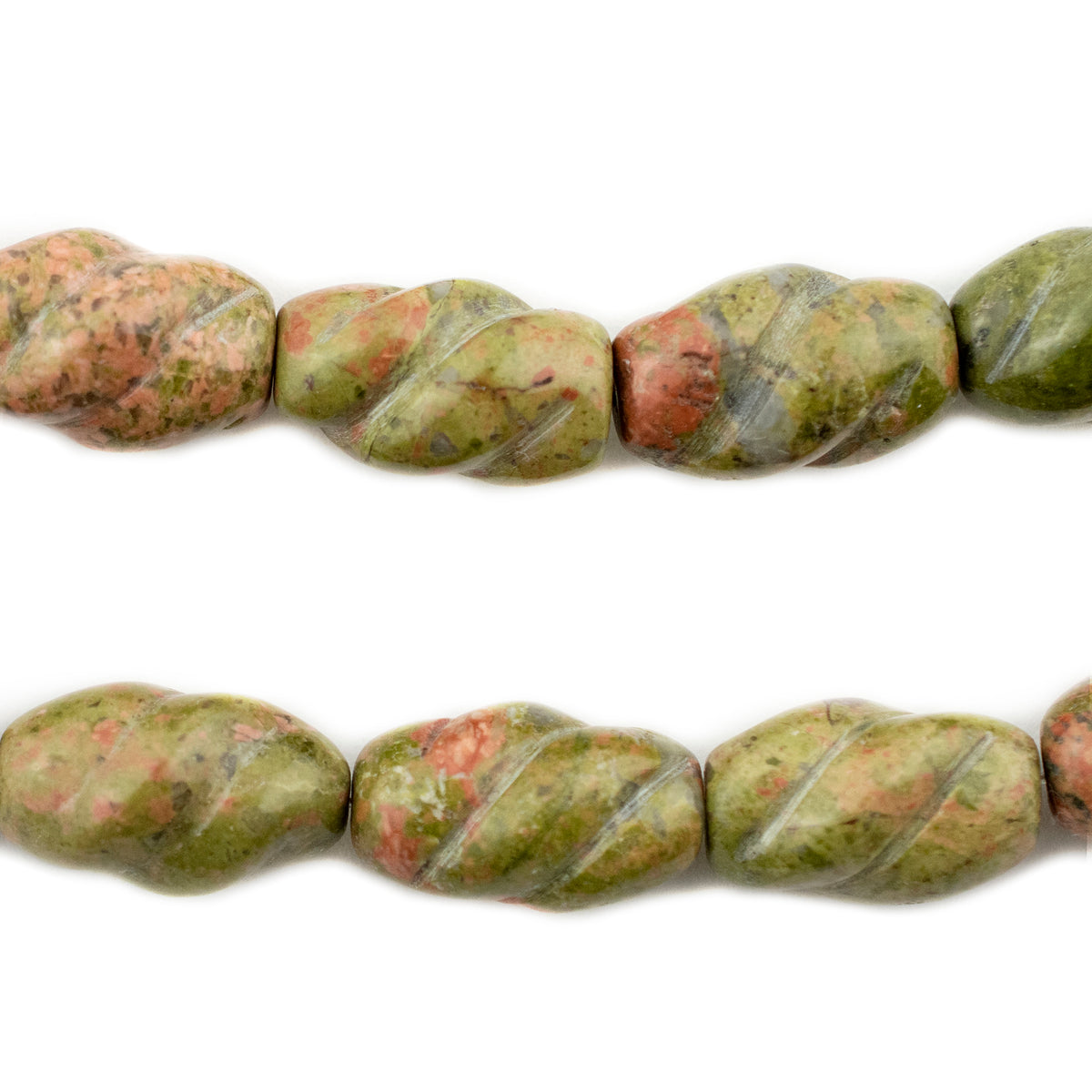 Carved Swirl Oval Unakite Beads (17x11mm) — The Bead Chest