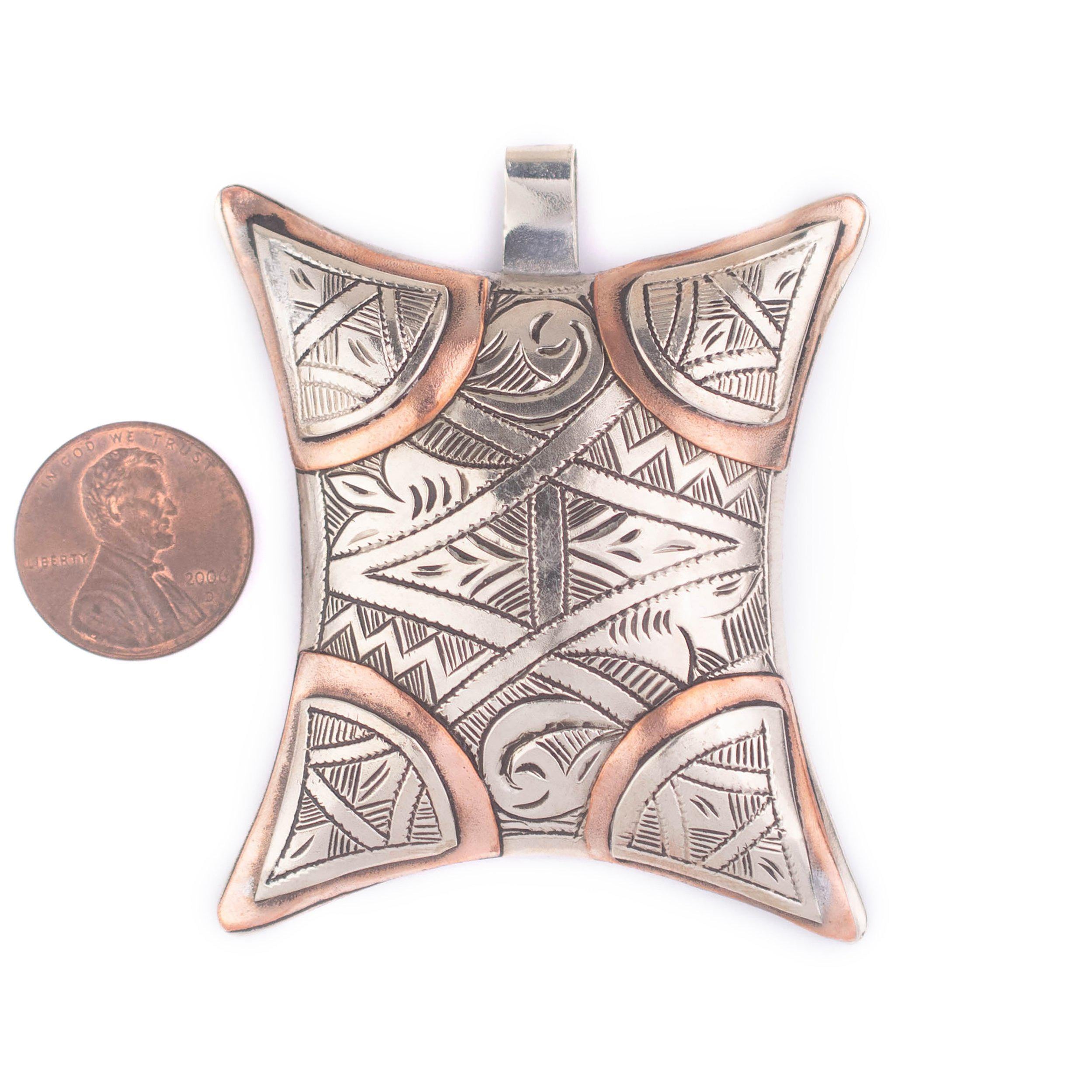 Handcrafted Tuareg Silver Pendant (Copper Amulet) — The Bead Chest