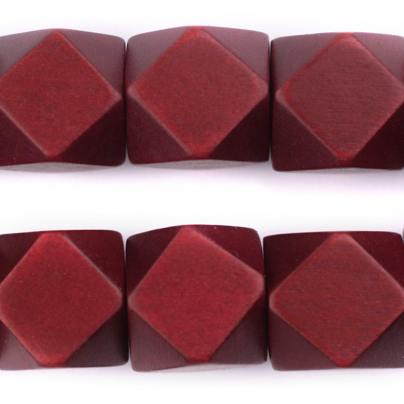 Cherry Red Diamond Cut Natural Wood Beads (20mm) — The Bead Chest