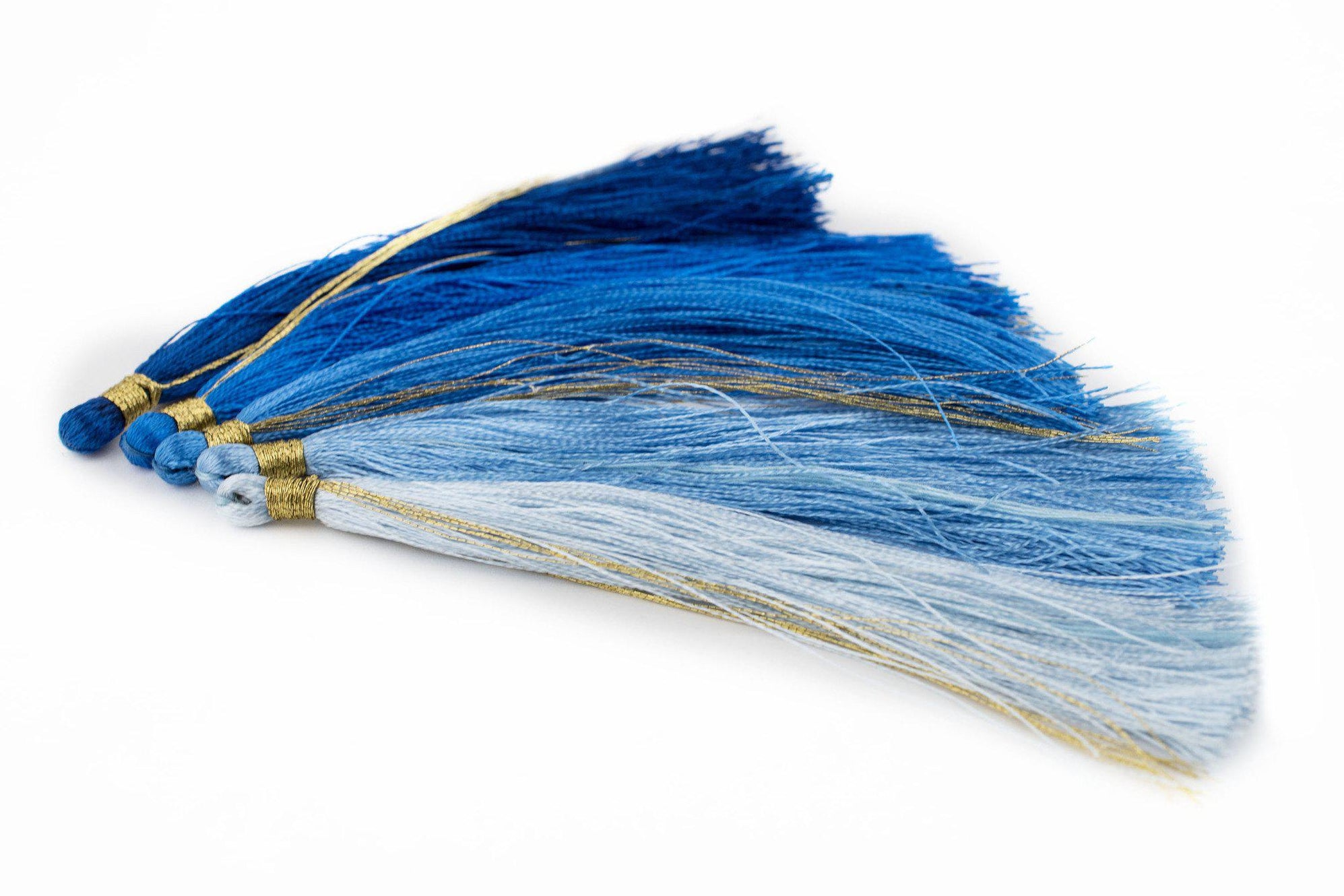 Shades of Blue: 9cm Silk Tassels (5 Pack) — The Bead Chest