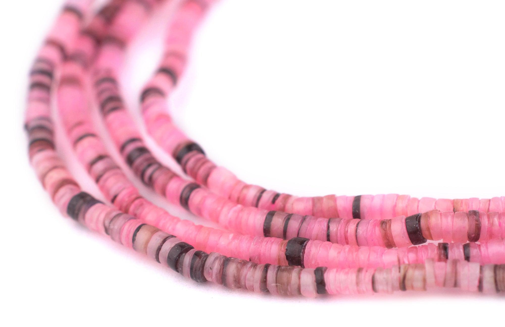 Tulip Pink Natural Shell Heishi Beads (3mm) — The Bead Chest