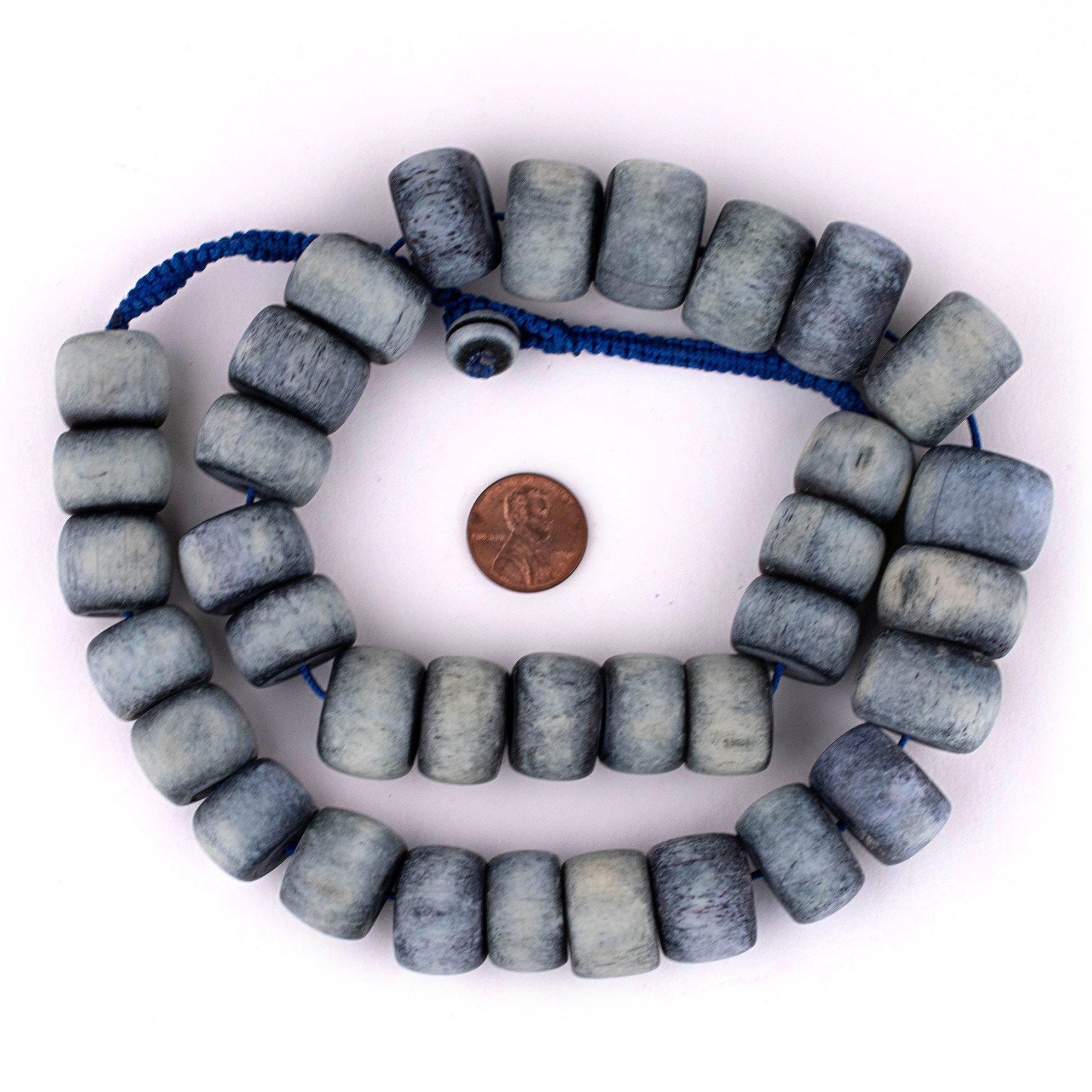 Steel Blue Nepali Bone Beads (15x18mm) — The Bead Chest