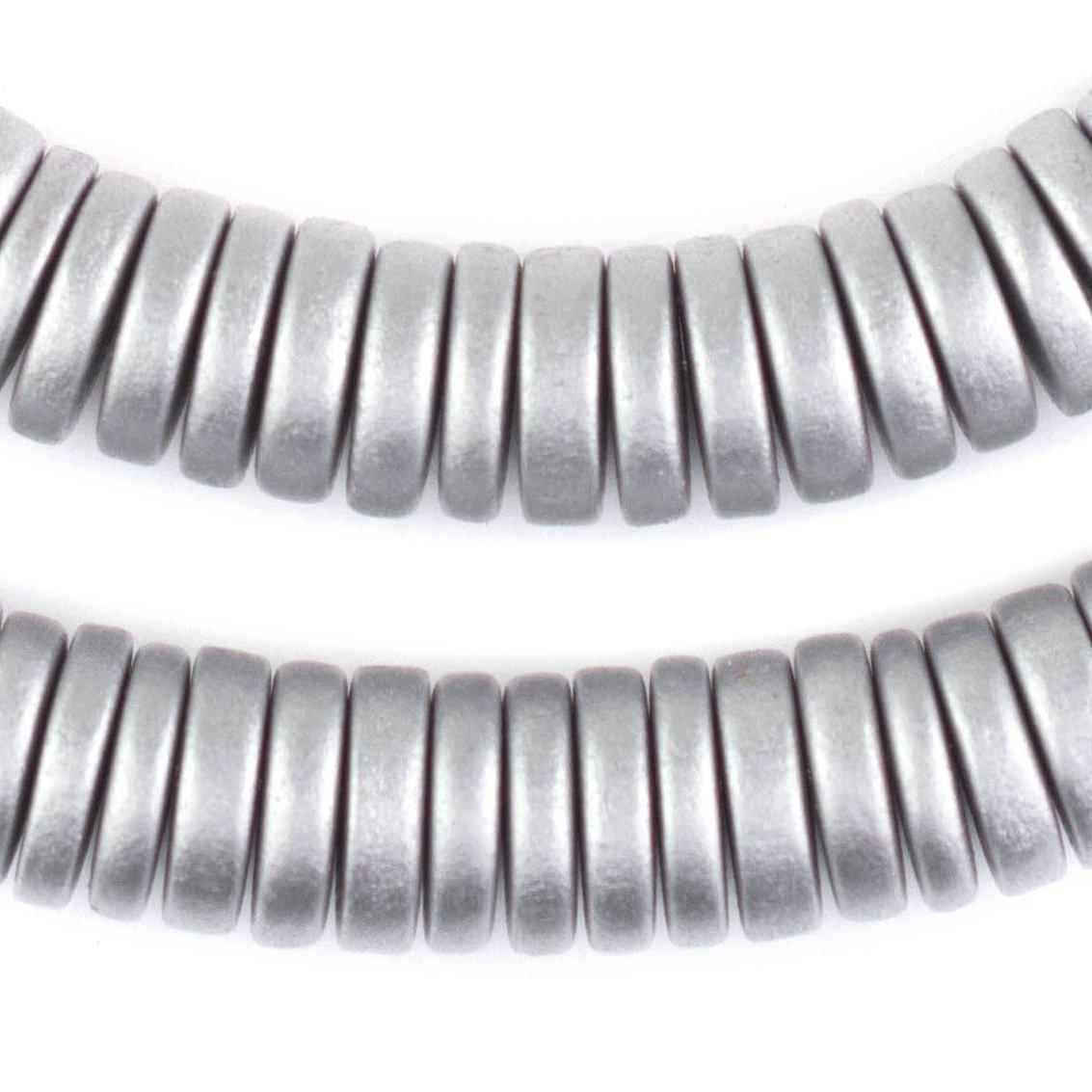 Silver Disk Natural Wood Beads (4x15mm) — The Bead Chest