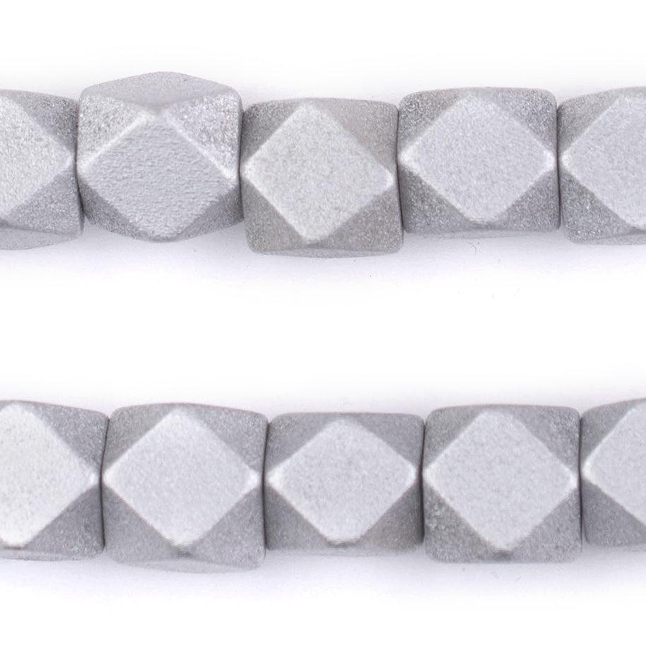 Silver Diamond Cut Natural Wood Beads (15mm) — The Bead Chest