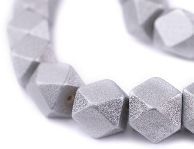 Silver Diamond Cut Natural Wood Beads (15mm) — The Bead Chest