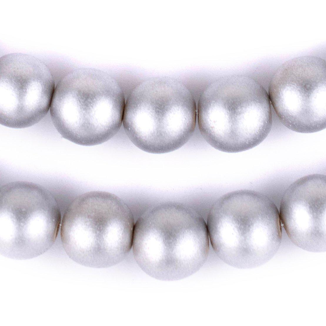 Silver Round Natural Wood Beads (14mm) — The Bead Chest