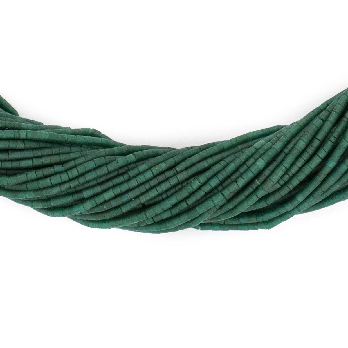 Tiny Emerald Green Cylinder Serpentine Beads (2x1.5mm) — The Bead Chest