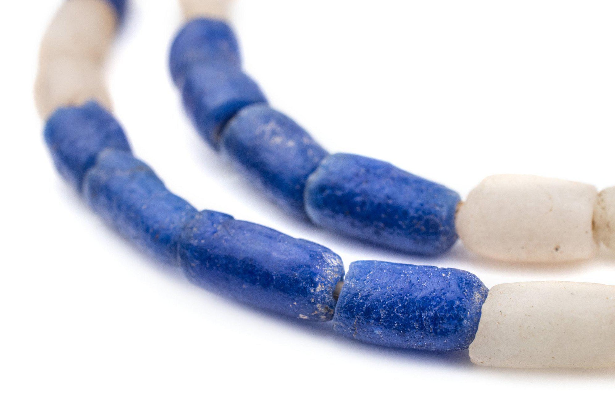 Blue and White Sandcast Beads — The Bead Chest