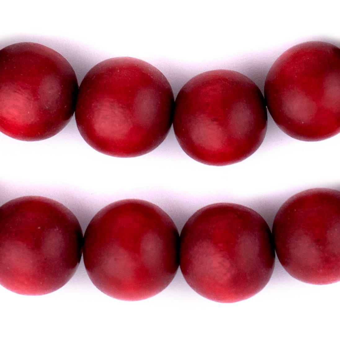 Red Round Natural Wood Beads (18mm) — The Bead Chest