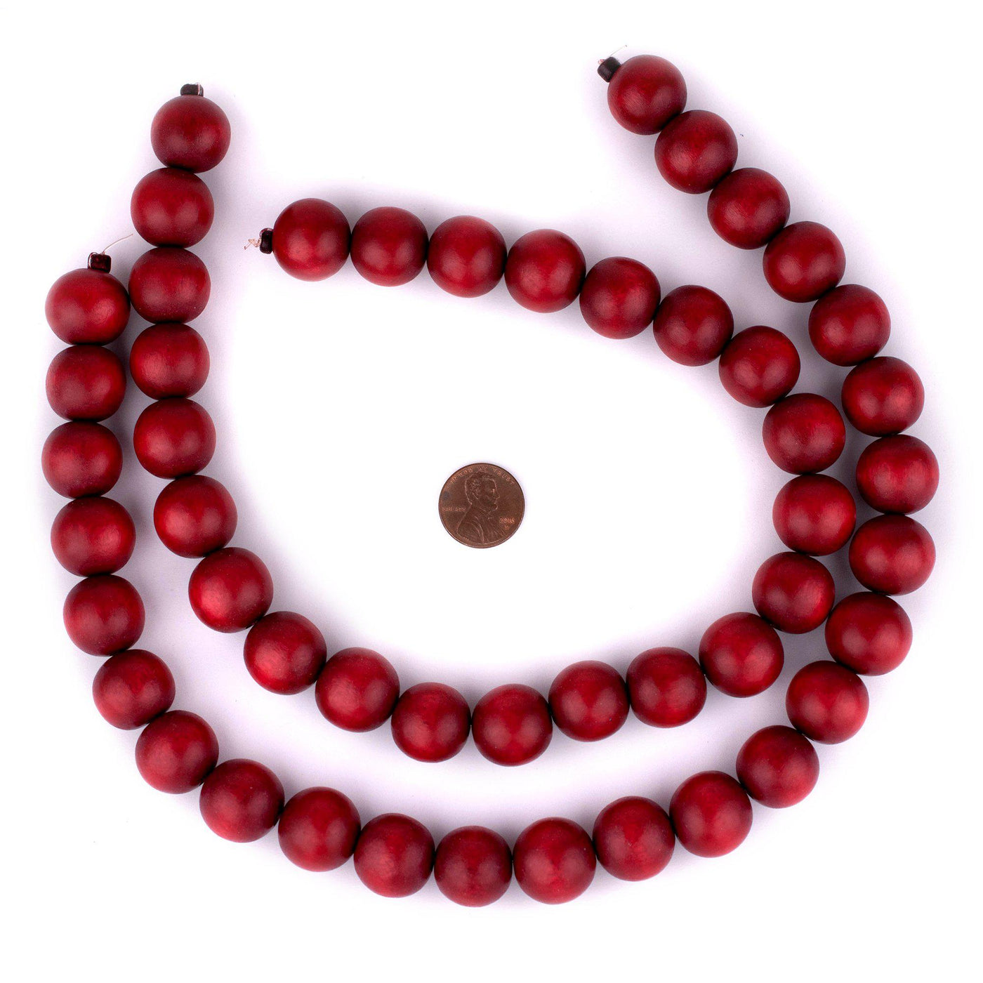 Red Round Natural Wood Beads (18mm) — The Bead Chest