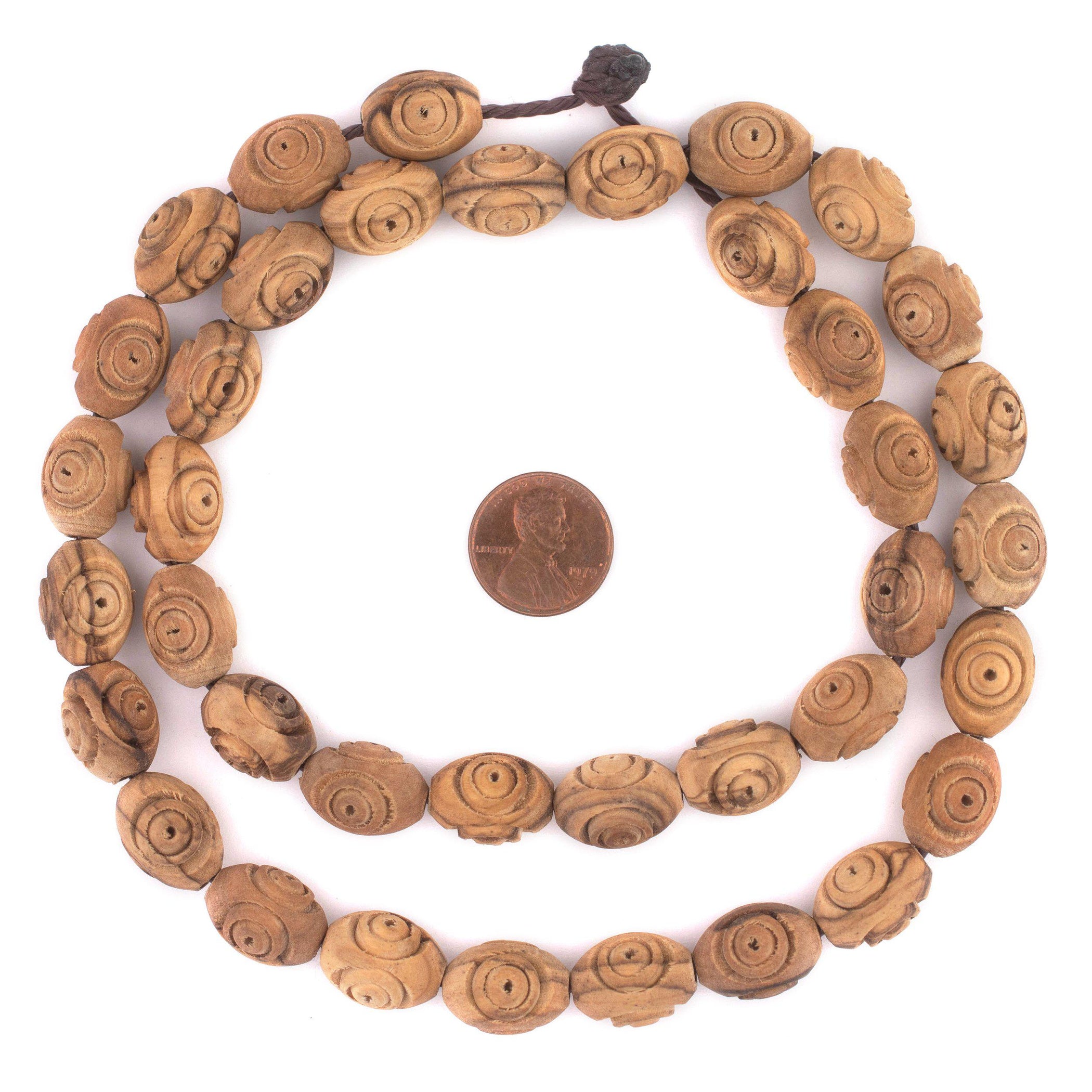 Carved Oval Olive Wood Beads from Bethlehem (16x12mm) — The Bead Chest