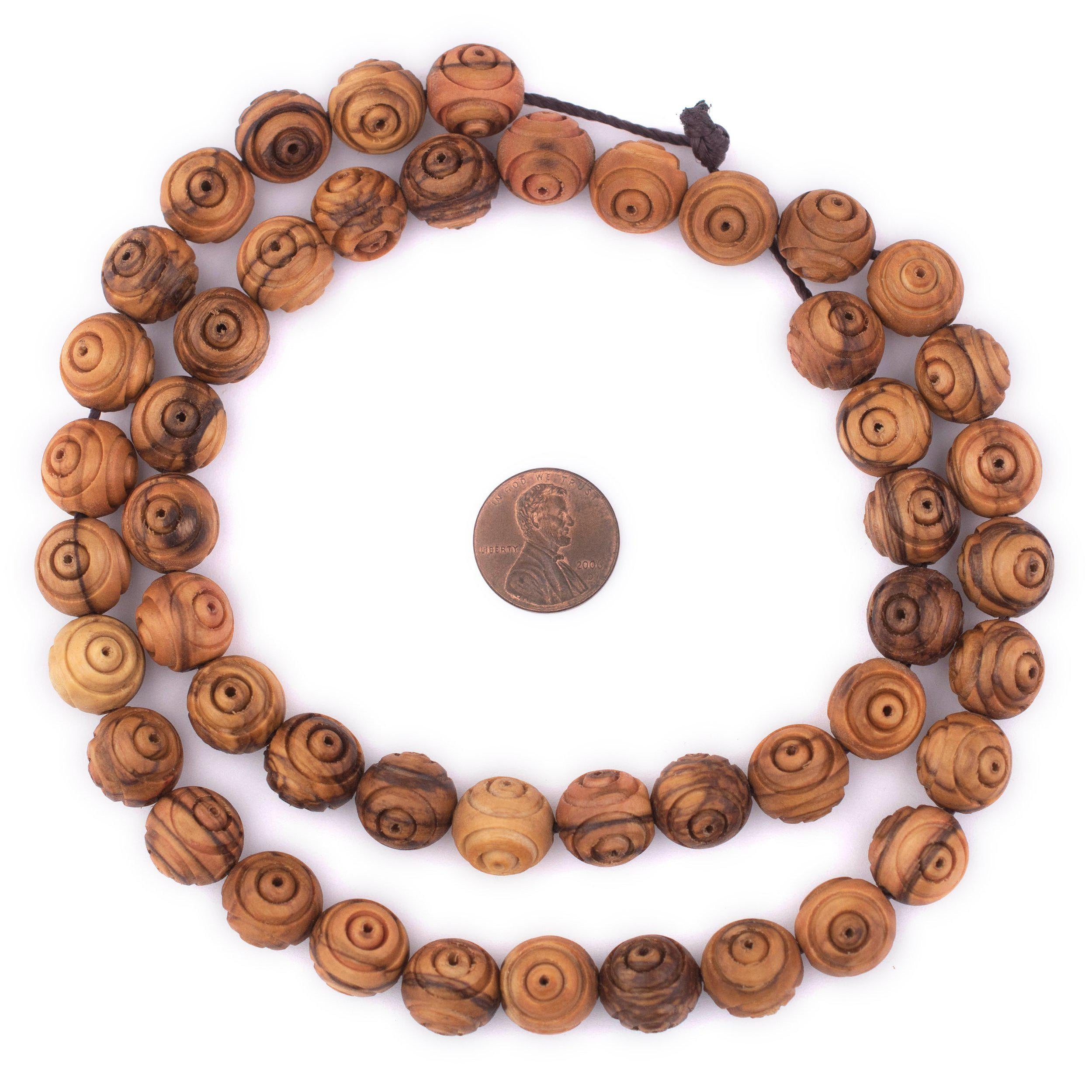 Carved Round Olive Wood Beads from Bethlehem (12mm) — The Bead Chest