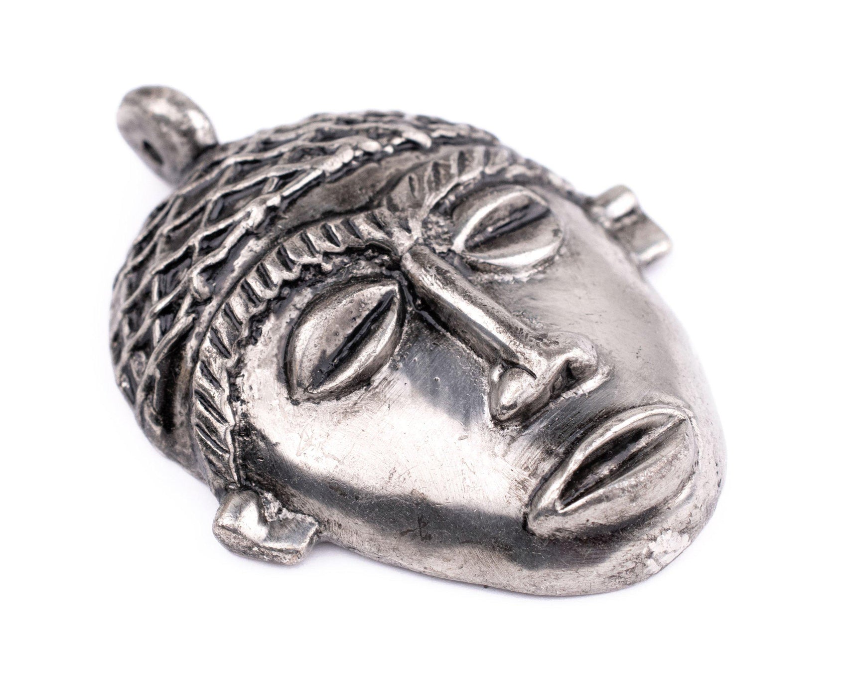 African Silver Mask Pendant (75x55mm) — The Bead Chest