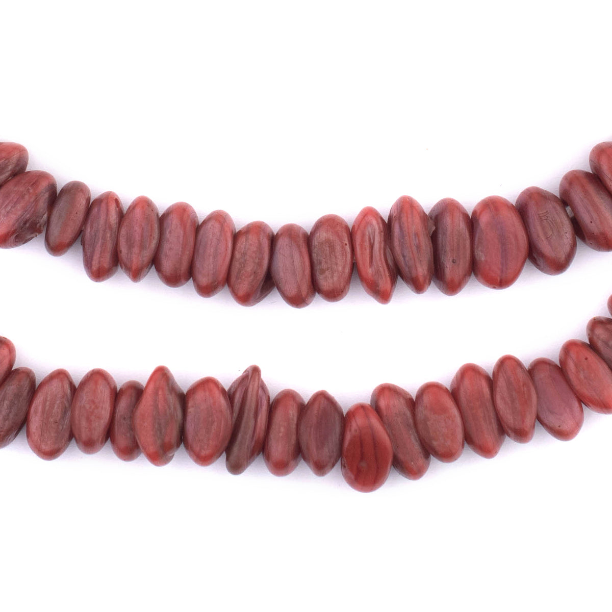 Crimson Red Football-Shaped Java Glass Beads (4x10mm) — The Bead Chest