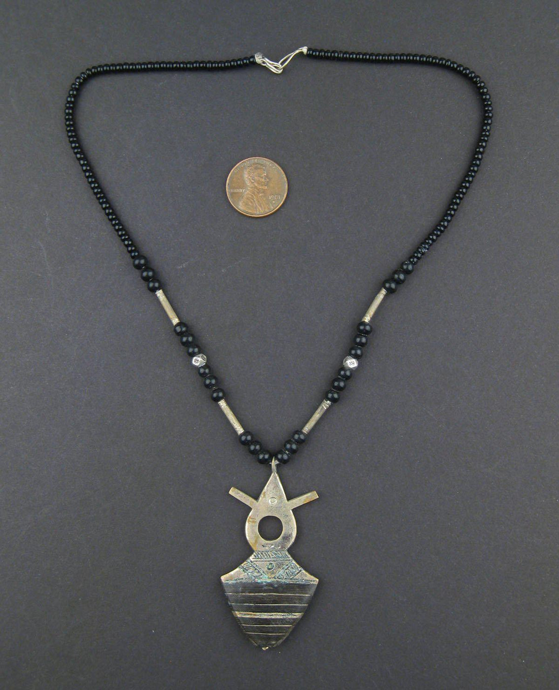 Vintage-Style Ebony Tuareg Pendant (52x29mm) — The Bead Chest