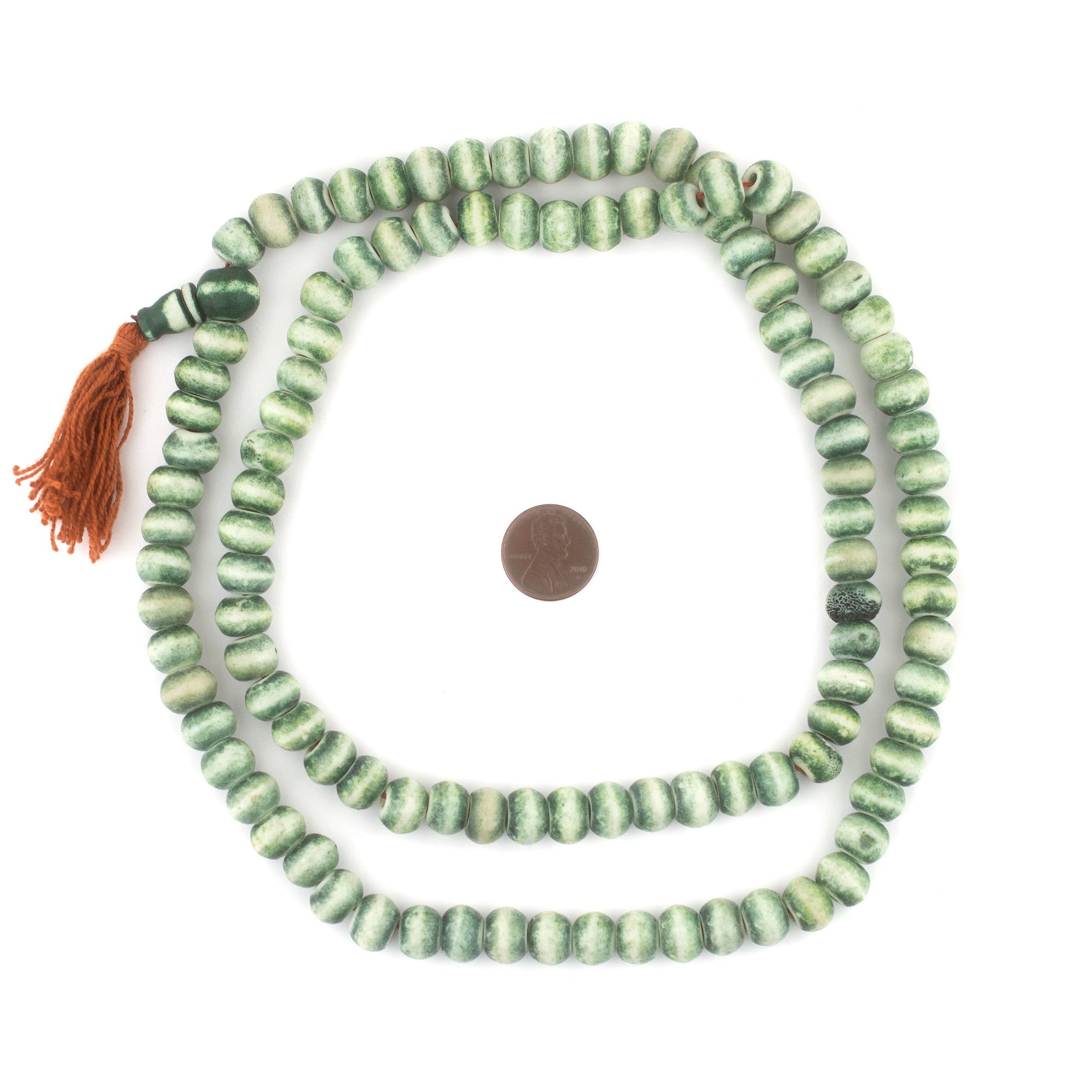 Dark Green Rustic Bone Mala Beads (10mm) — The Bead Chest