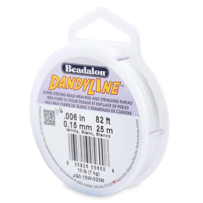 Dandyline Thread 0.15mm White 25m Spool — The Bead Chest