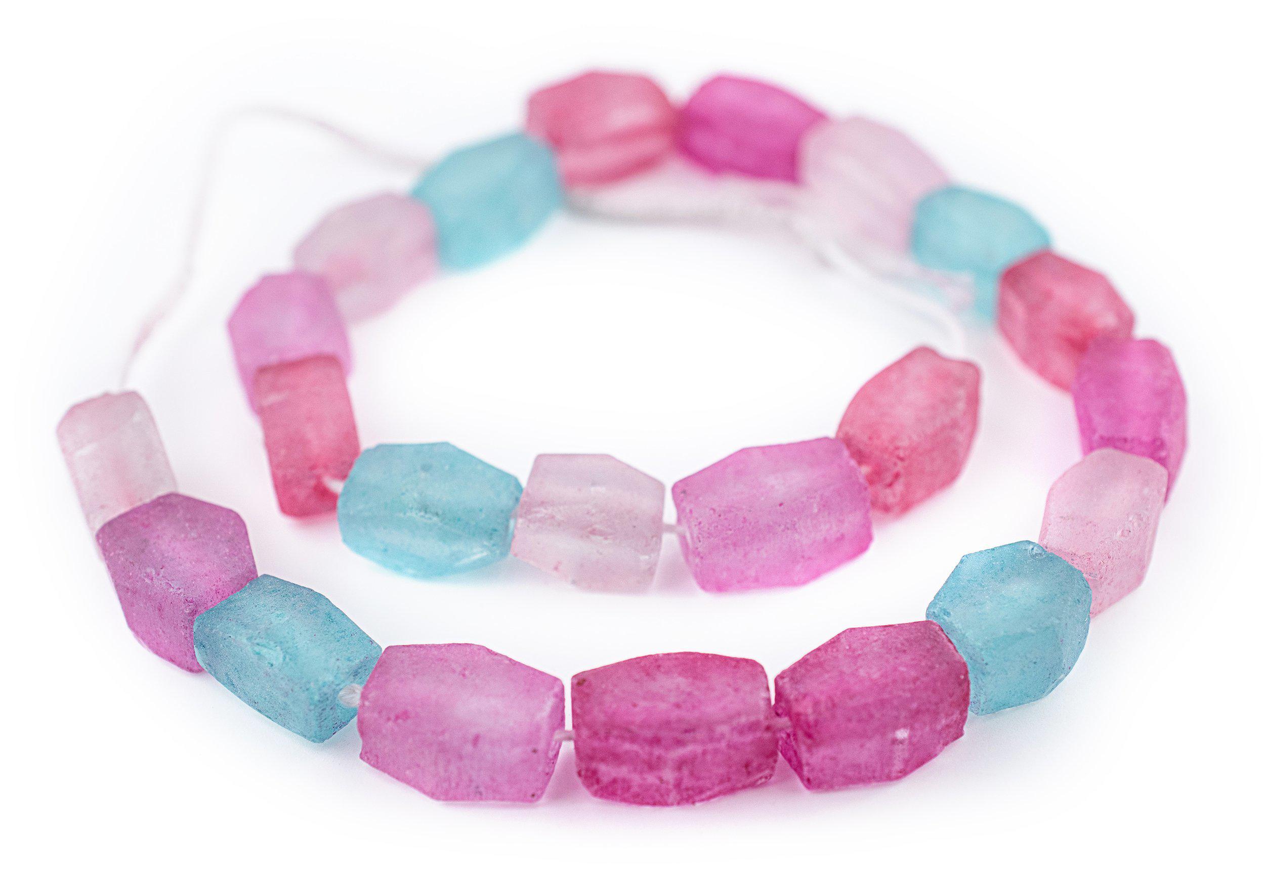 Pink Pizzazz Medley Hexagon Java Recycled Glass Beads — The Bead Chest