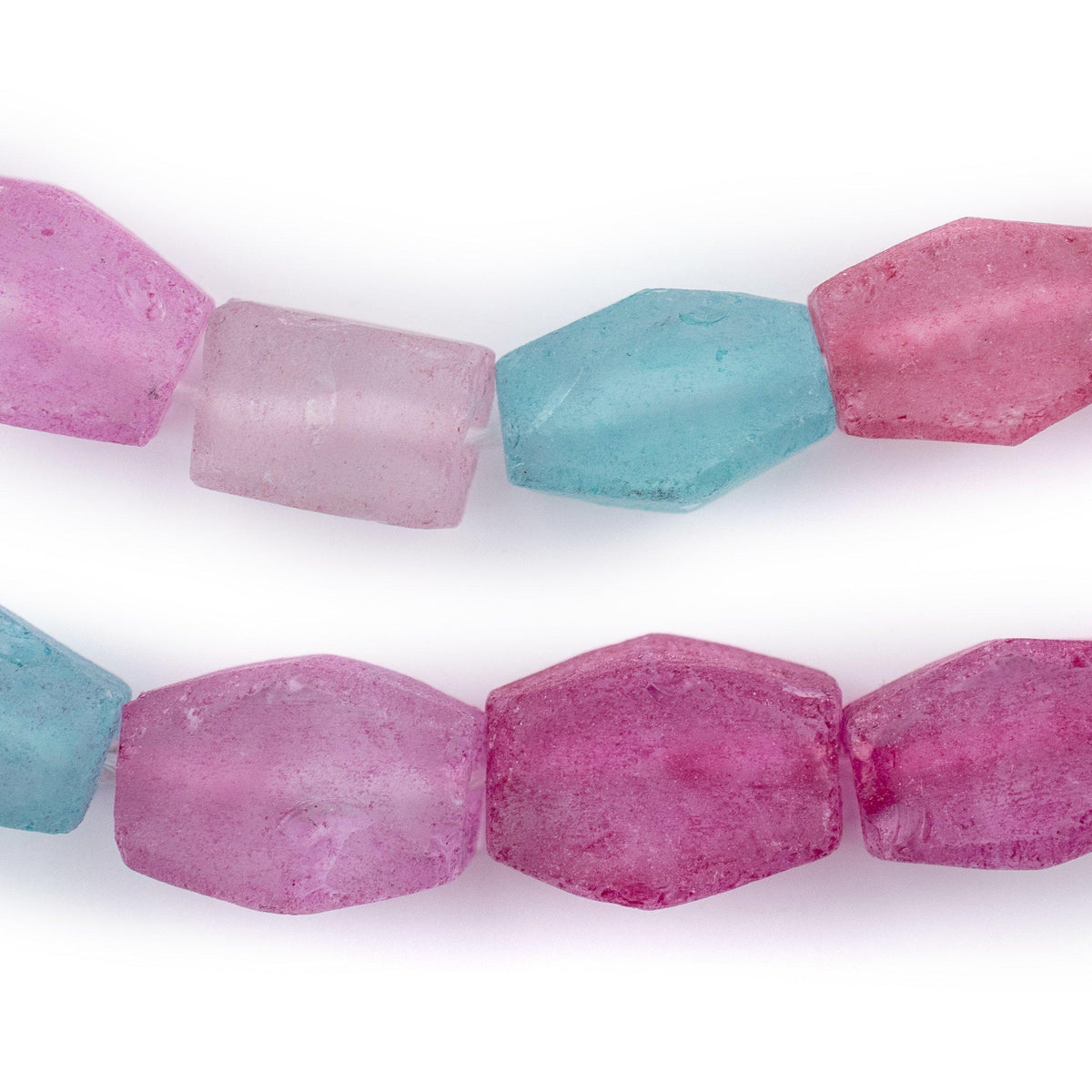 Pink Pizzazz Medley Hexagon Java Recycled Glass Beads — The Bead Chest
